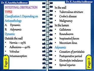 Intestinal obstruction by Dr.AmrithaAnilkumar | PPT