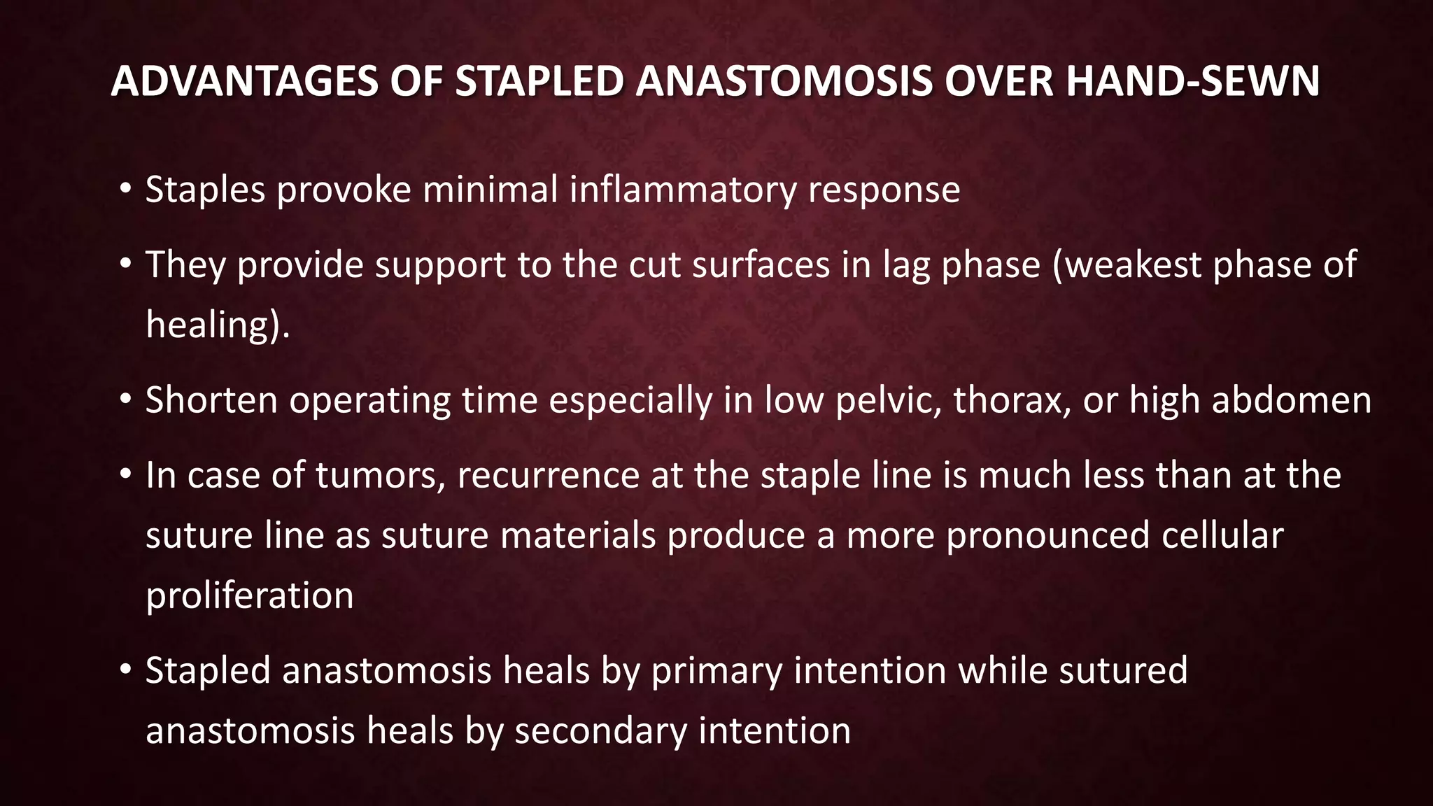 Intestinal anastomosis and staplers | PPTX