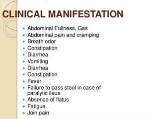 intestinal obstruction. B.Sc Nursing 2 year digestive system | PPTX