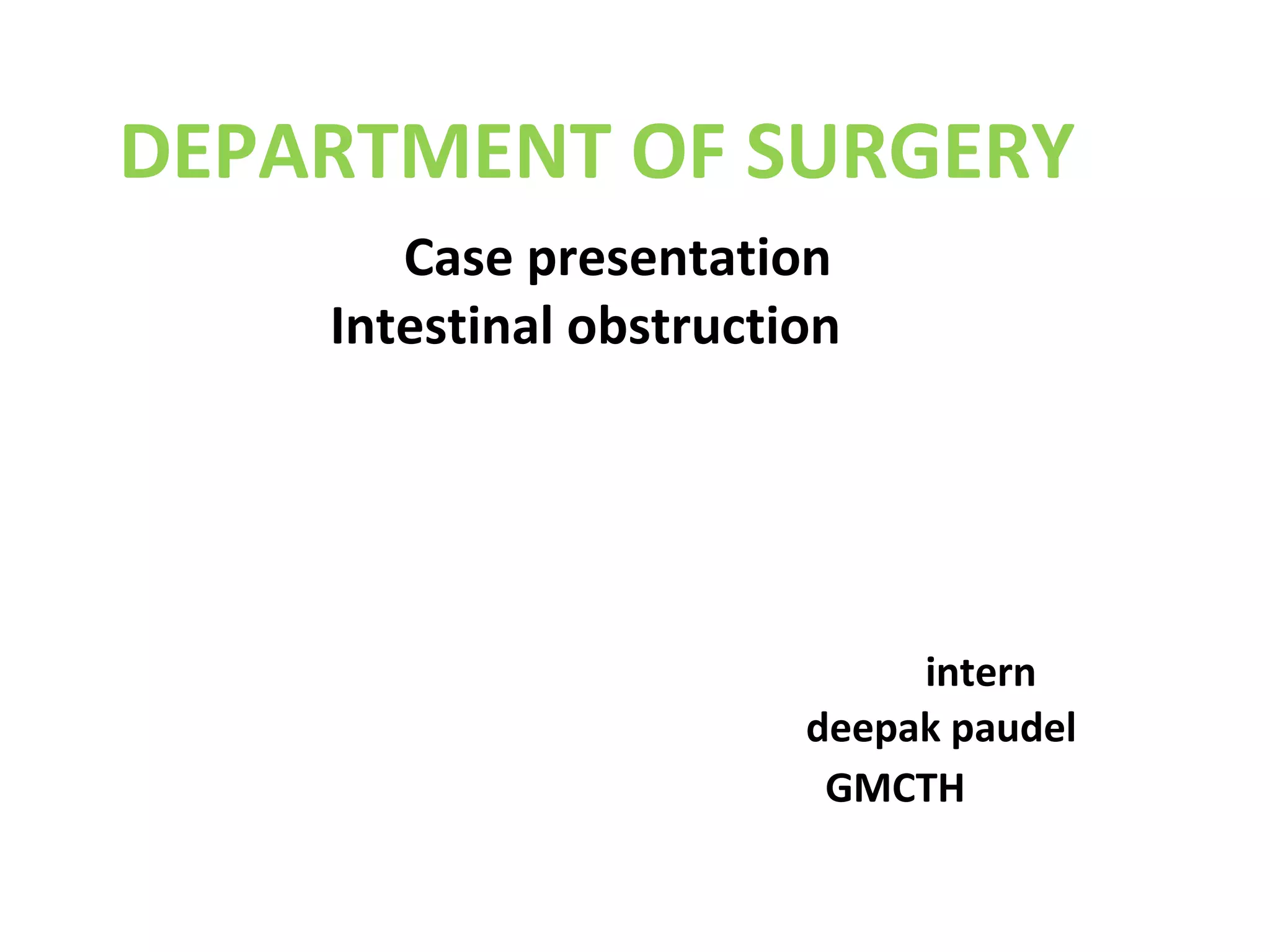 Intestinal obstruction | PPT