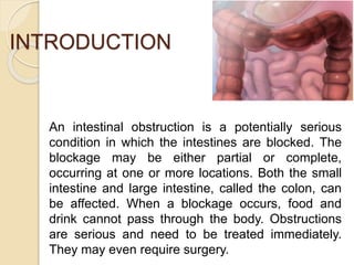 Intestinal obstruction with Nursing Management | PPTX