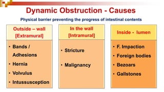 Intestinal Obstruction - Types, C/F & Management | PDF