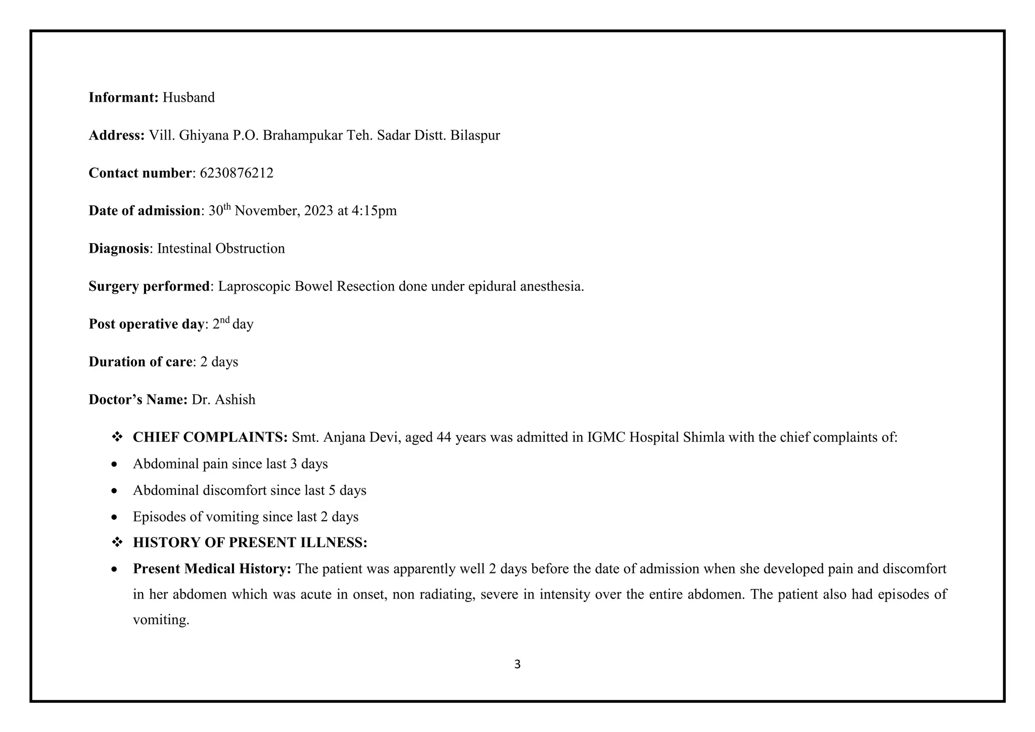 intestinal obstruction cs anp file .docx
