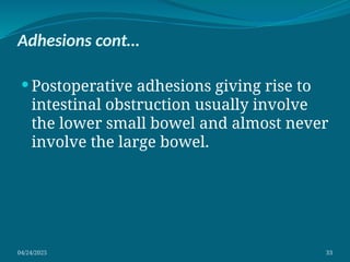 INTESTINAL OBSTRUCTION with the causation and the management | PPTX