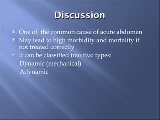Approach to a patient with intestinal obstruction | PPT