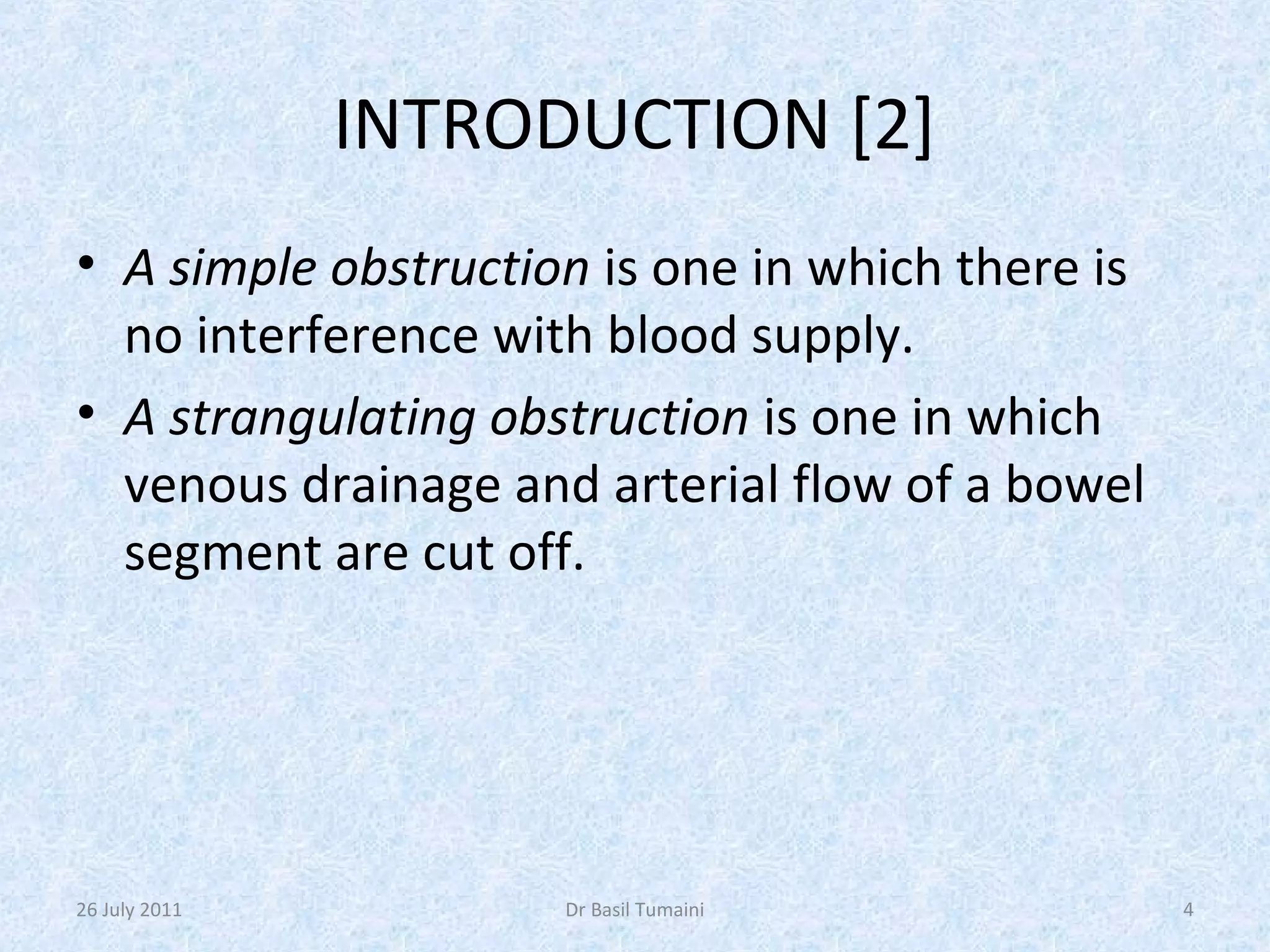 Intestinal obstruction caused by volvulus by dr basil | PPT