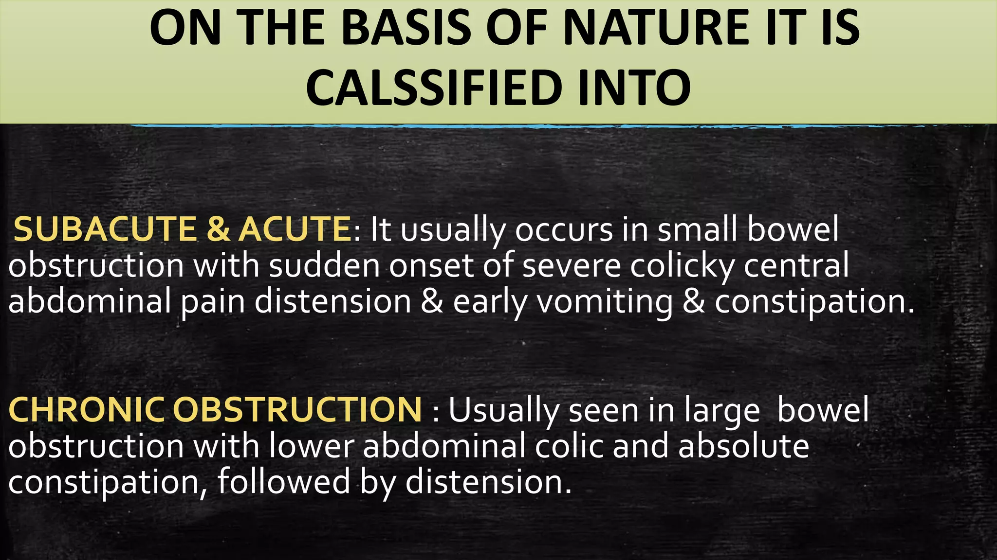 Intestinal obstruction, BOWEL OBSTRUCTION | PPTX