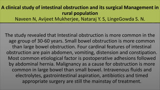 Intestinal obstruction, BOWEL OBSTRUCTION | PPTX