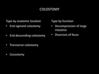 Intestinal stoma( COLOSTOMY) | PPTX