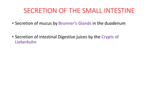 Intestines(movements and secretions of small and large intestines ) The ...
