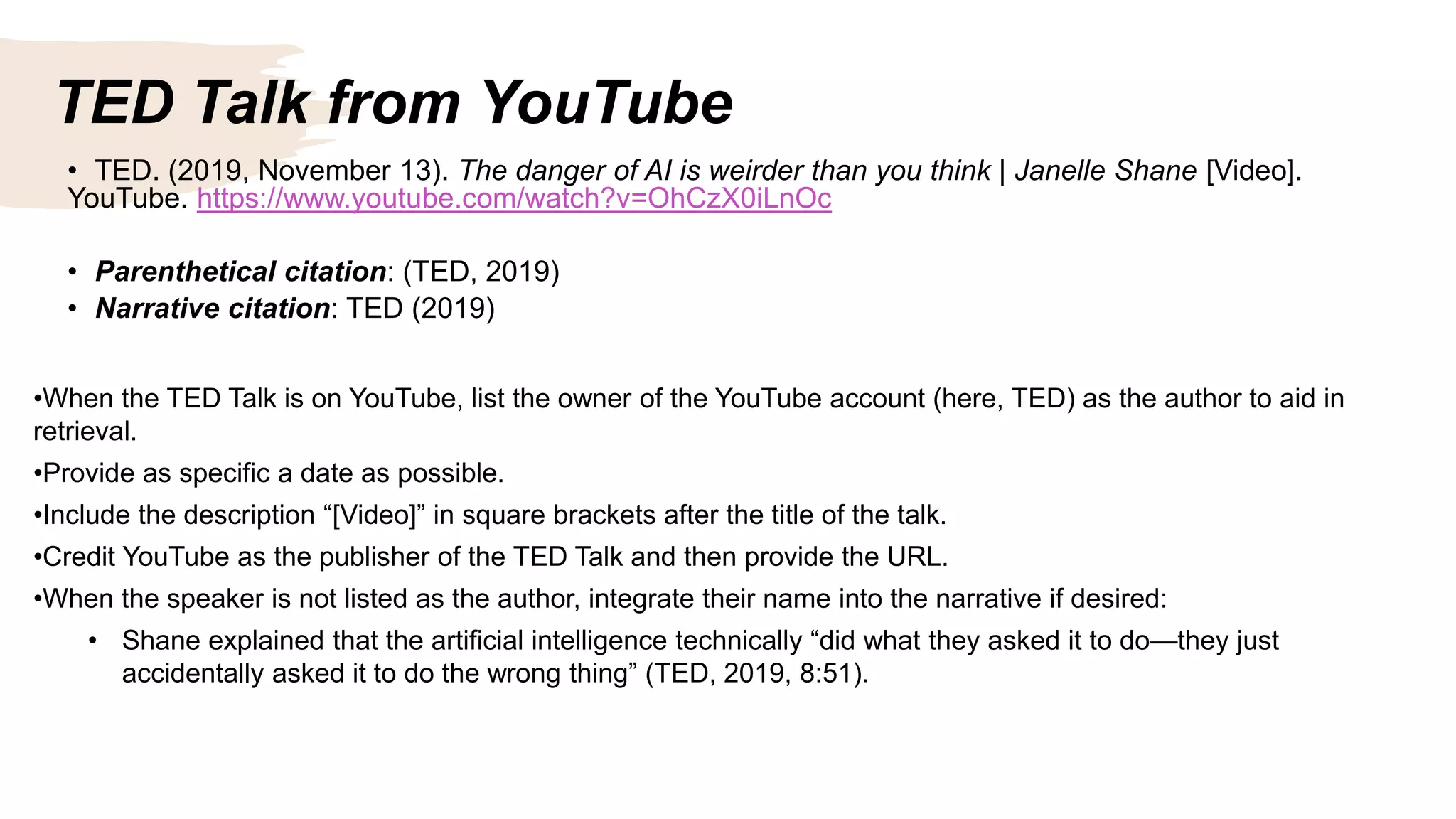 In text citation. apa audio visual | PPTX