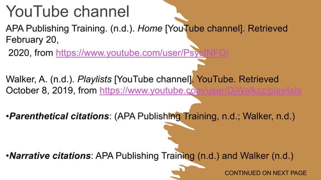 In text citation. apa audio visual | PPT