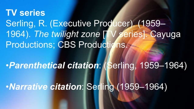 In text citation. apa audio visual | PPT