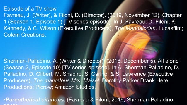 In text citation. apa audio visual | PPT