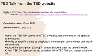 In text citation. apa audio visual | PPT