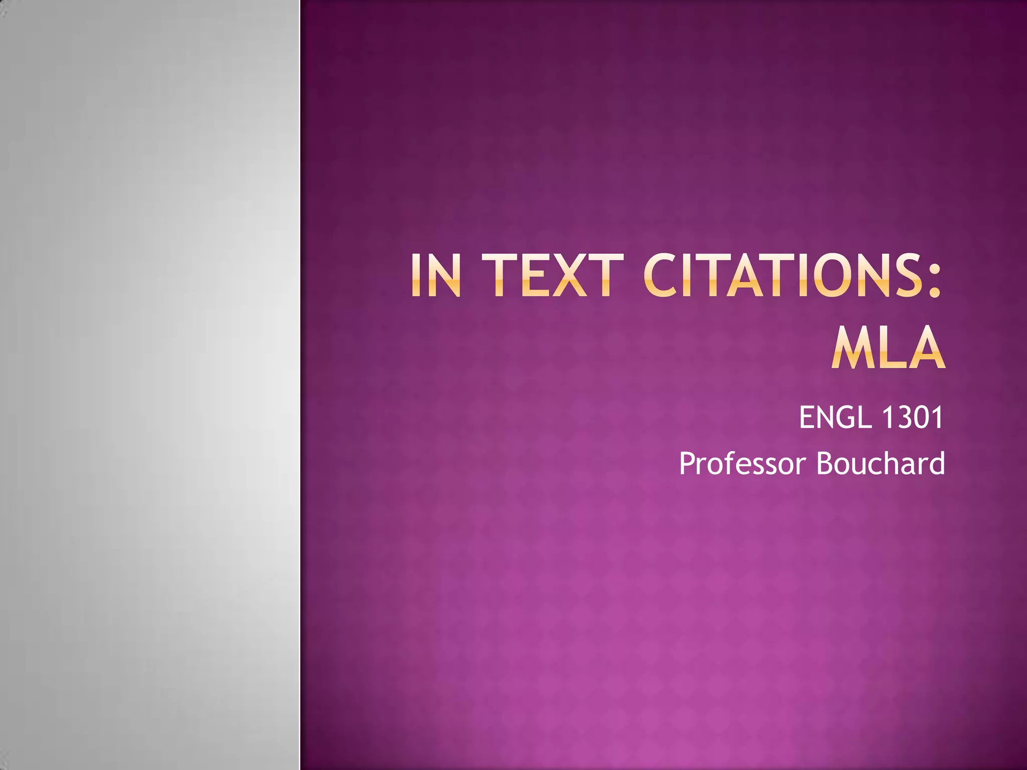 In Text Citations Ppt