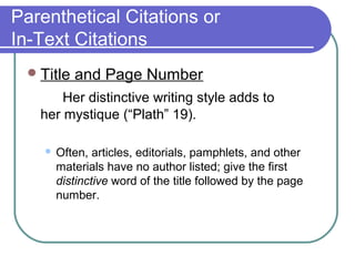 In Text Citations MLA | PPT