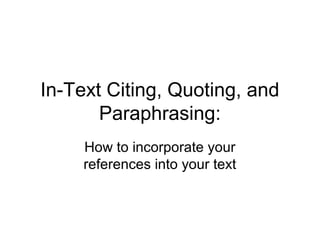 In textciting quotes_paraphrase | PPT