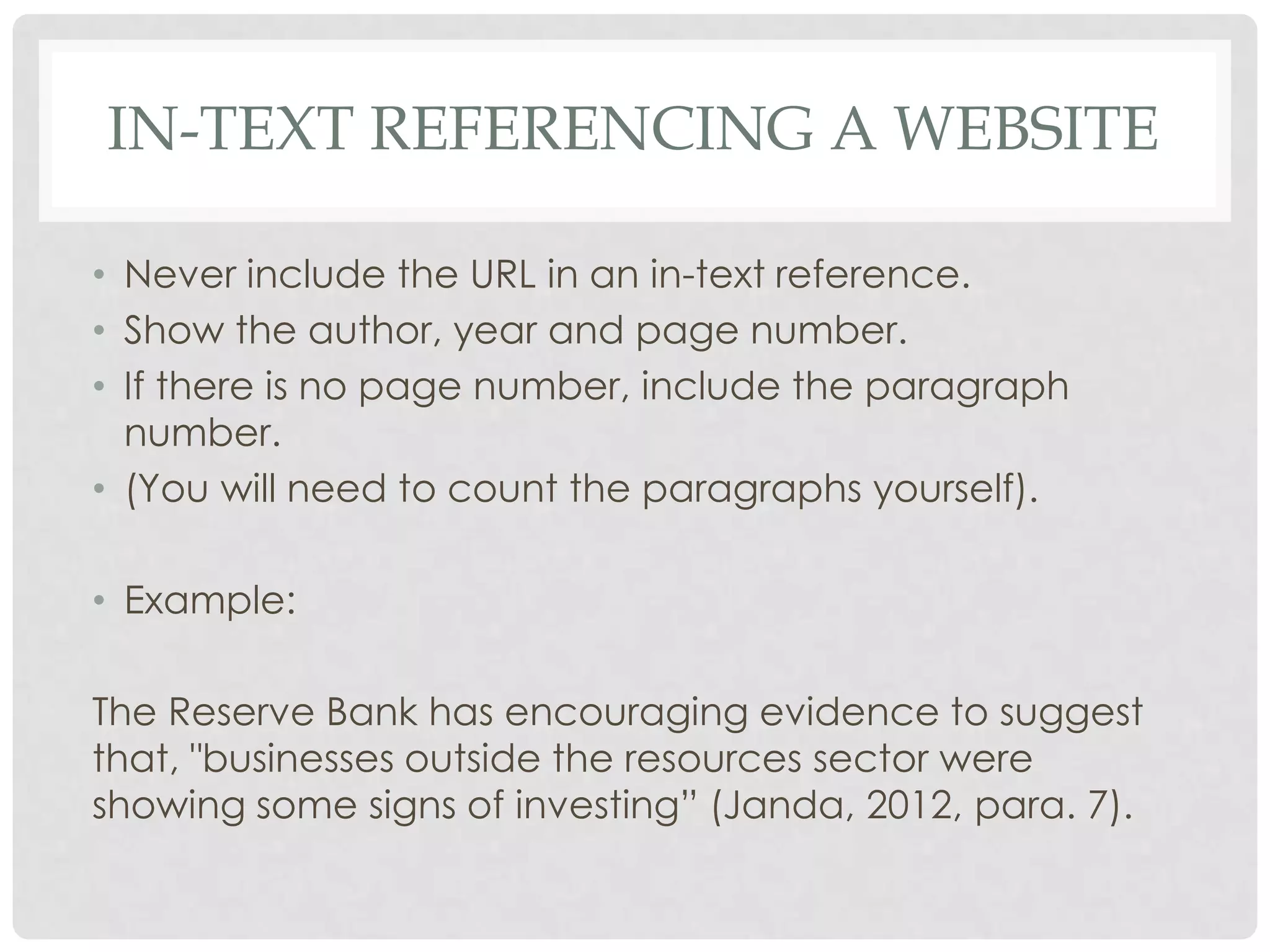 Intext referencing and bibliographies 2014 terrace | PPTX