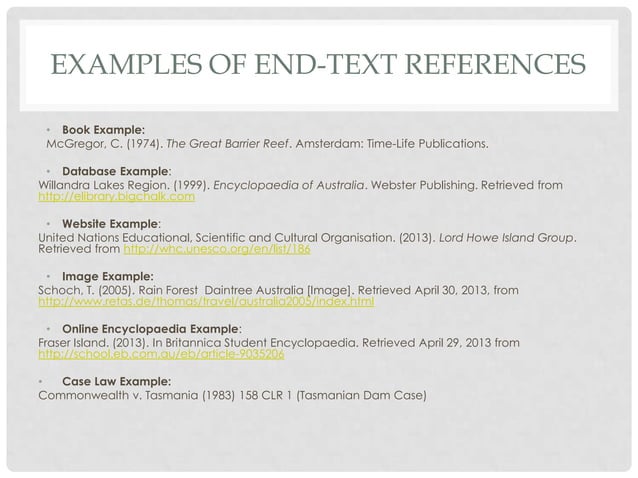 Intext referencing and bibliographies 2014 terrace | PPTX