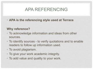 Intext referencing and bibliographies 2014 terrace | PPTX