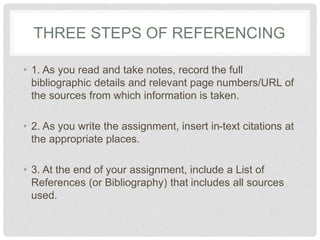Intext referencing and bibliographies 2014 terrace | PPT