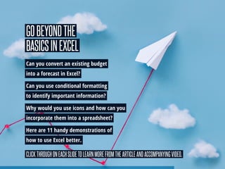 11 tips to boost your excel skills | PDF | Business | Business and Finance