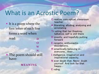 The Acrostic Selfie Exercise | PPTX