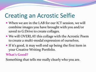 The Acrostic Selfie Exercise | PPTX