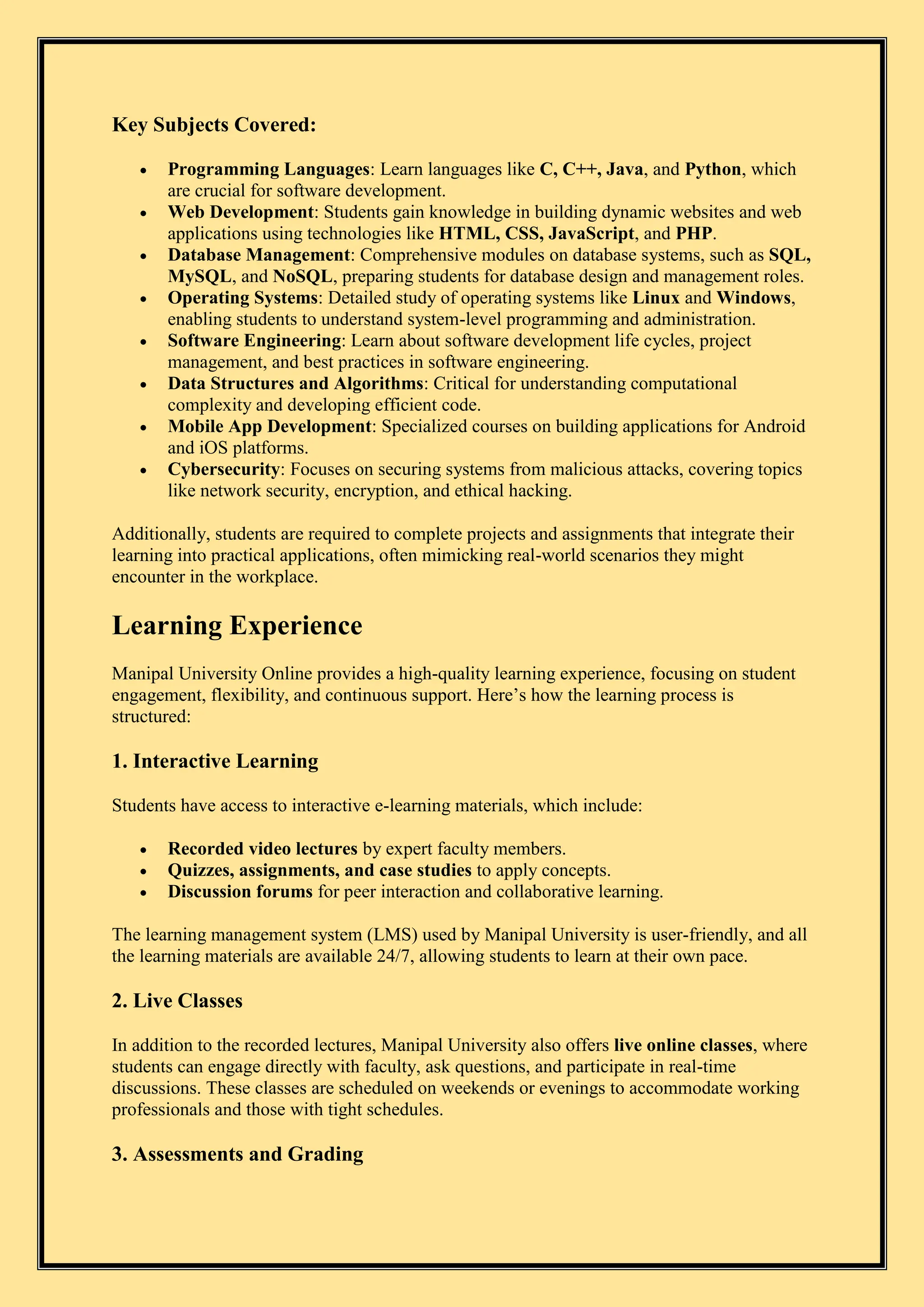Manipal University Online BCA Review wit | PDF