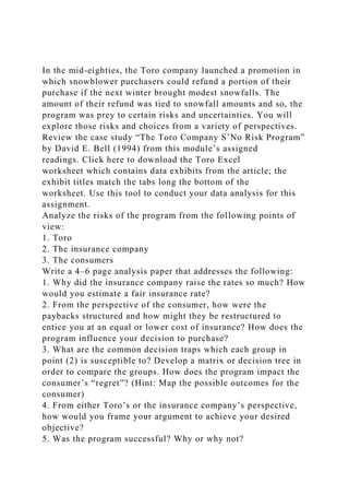 In the mid-eighties, the Toro company launched a promotion in whic.docx