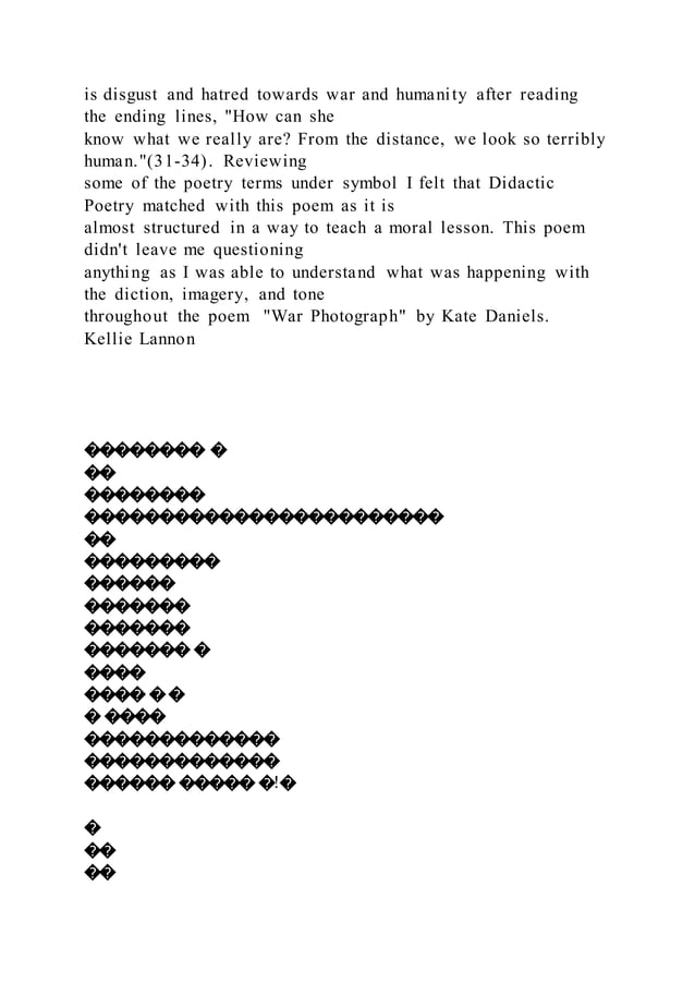 In the poem War Photograph by Kate Daniels, I believe the po | PDF