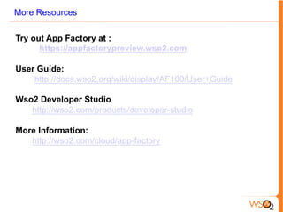 In the Spotlight WSO2 App Factory | PPT