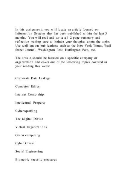 In this assignment, you will locate an article focused on Inform | PDF