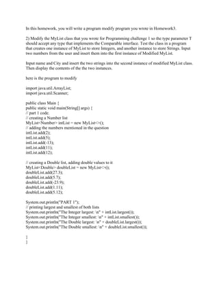 In this homework- you will write a program modify program you wrote in.pdf