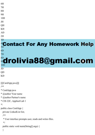 In this lab, we will write an application to store a deck of cards i.pdf