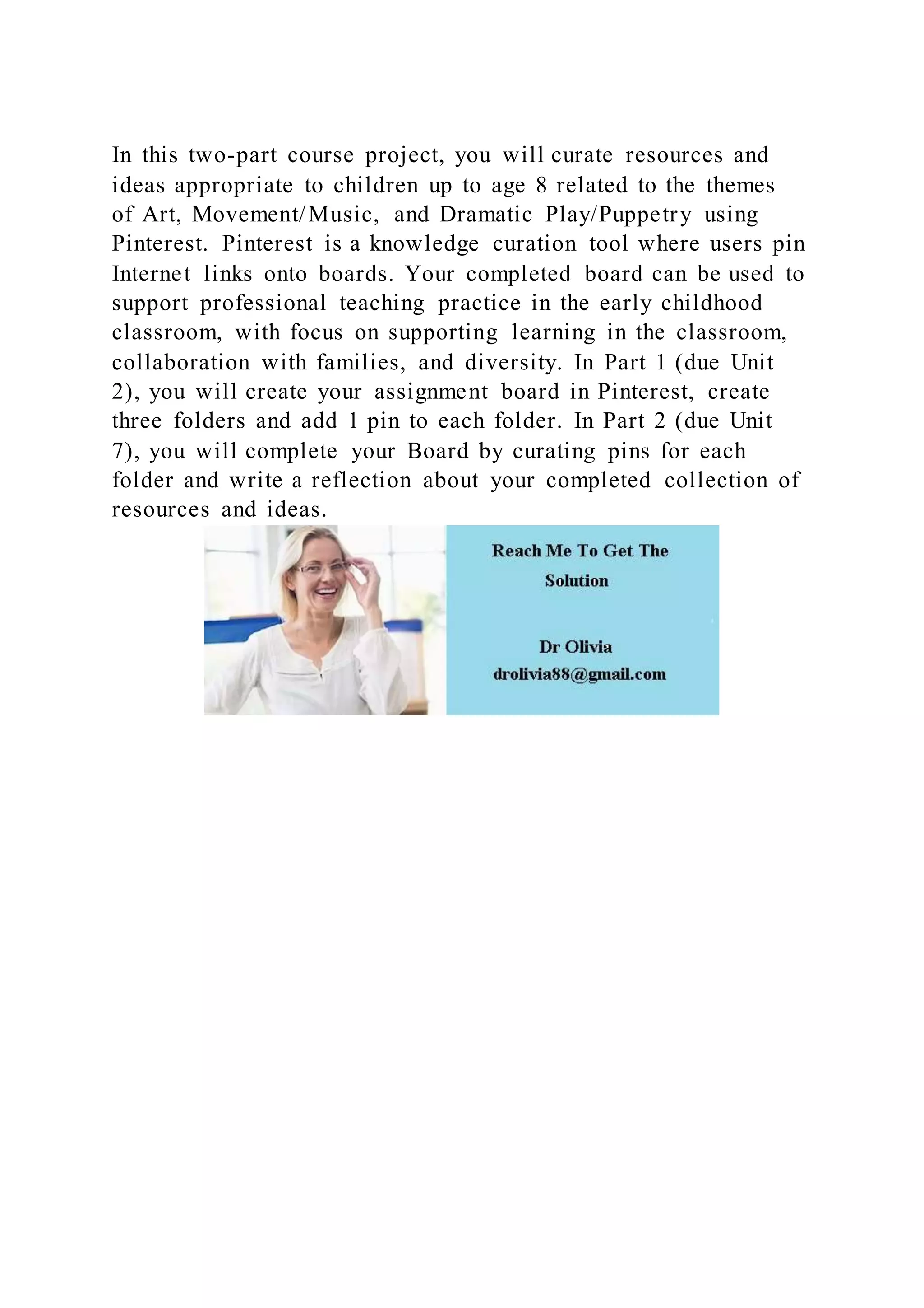 In this two part course project, you will curate resources and ideas | PDF