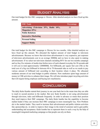 Integrated Marketing Communication for Daily Kaler Kantho | PDF