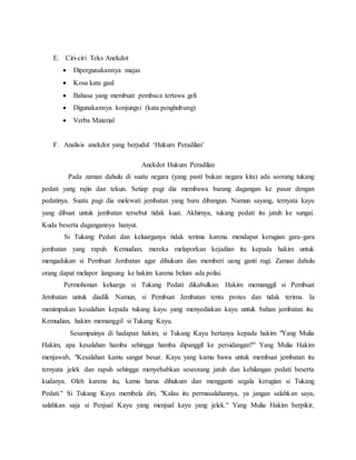 Analisis Teks Anekdot 'Hukum Peradilan' | DOCX