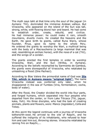 Inti (in quechua the sun) | DOCX | South America Travel | Travel Locations