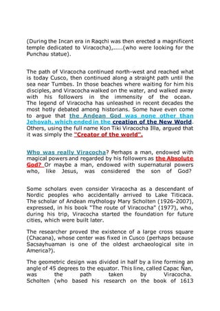 Inti (in quechua the sun) | DOCX | South America Travel | Travel Locations