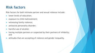 Intimate partner and sexual violence against women | PPTX
