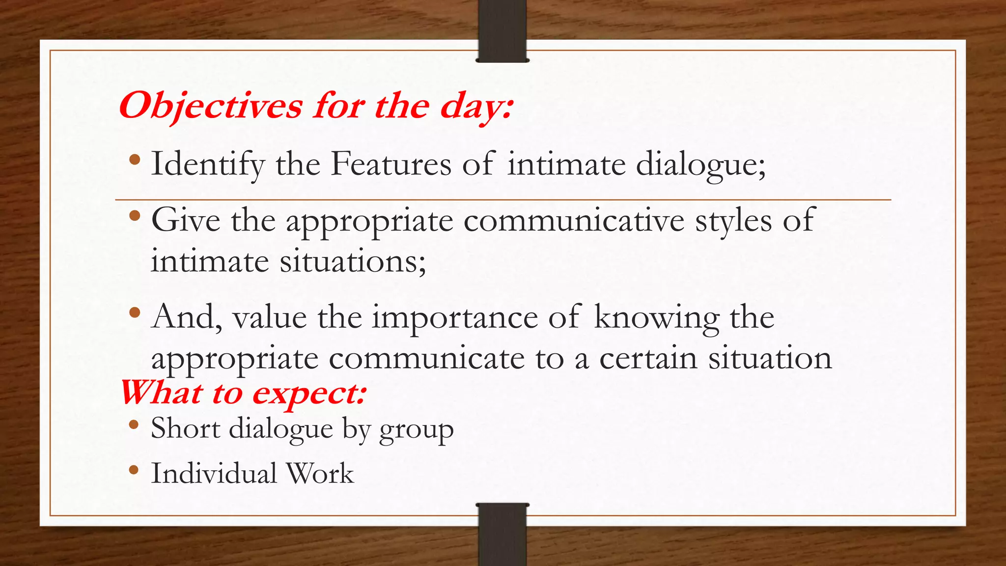 Communicative Style (Intimate style) | PPTX