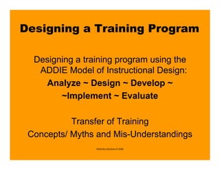 Int In House Service Excel Training Design A Program | PDF
