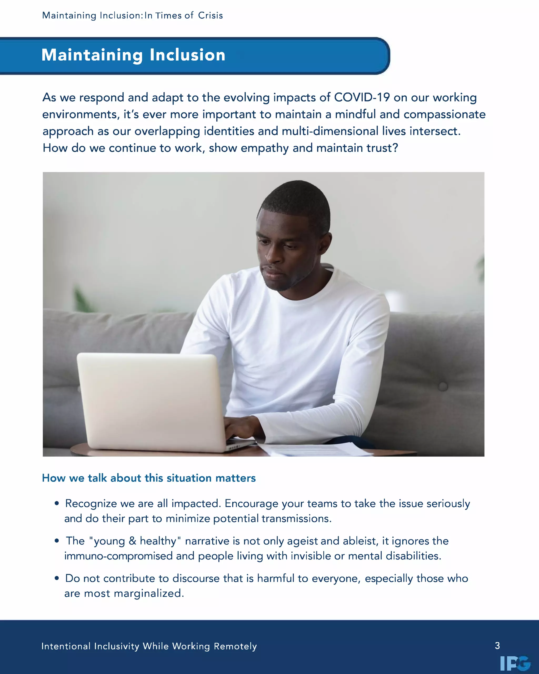 Intentional Inclusivity While Working Remotely - COVID-19 | PDF