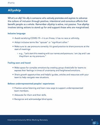 Intentional Inclusivity While Working Remotely - COVID-19 | PDF