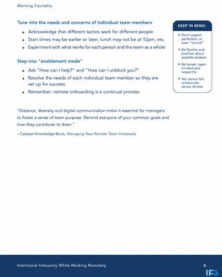 Intentional Inclusivity While Working Remotely - COVID-19 | PDF