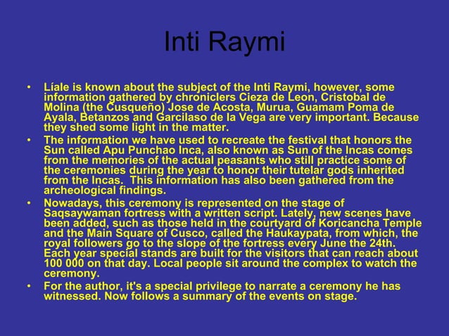 Inti Raymi | PPT | South America Travel | Travel Locations