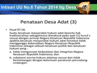 Intisari uu no. 6 tahun 2014 desa | PPTX