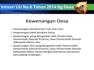 Intisari uu no. 6 tahun 2014 desa | PPTX